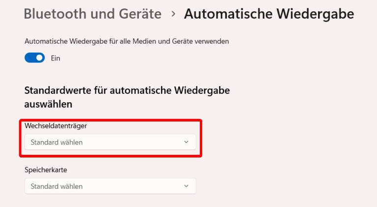 Windows 11: Aktion festlegen, wenn ein neues Wechseldatenträger ...